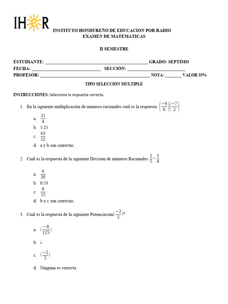 Examen septimo II | PDF
