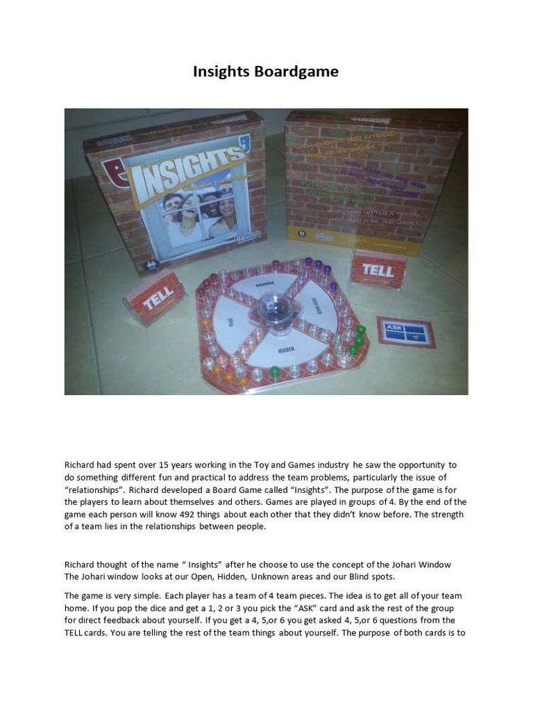 Insights Boardgame Overview | PDF | Sports & Recreation
