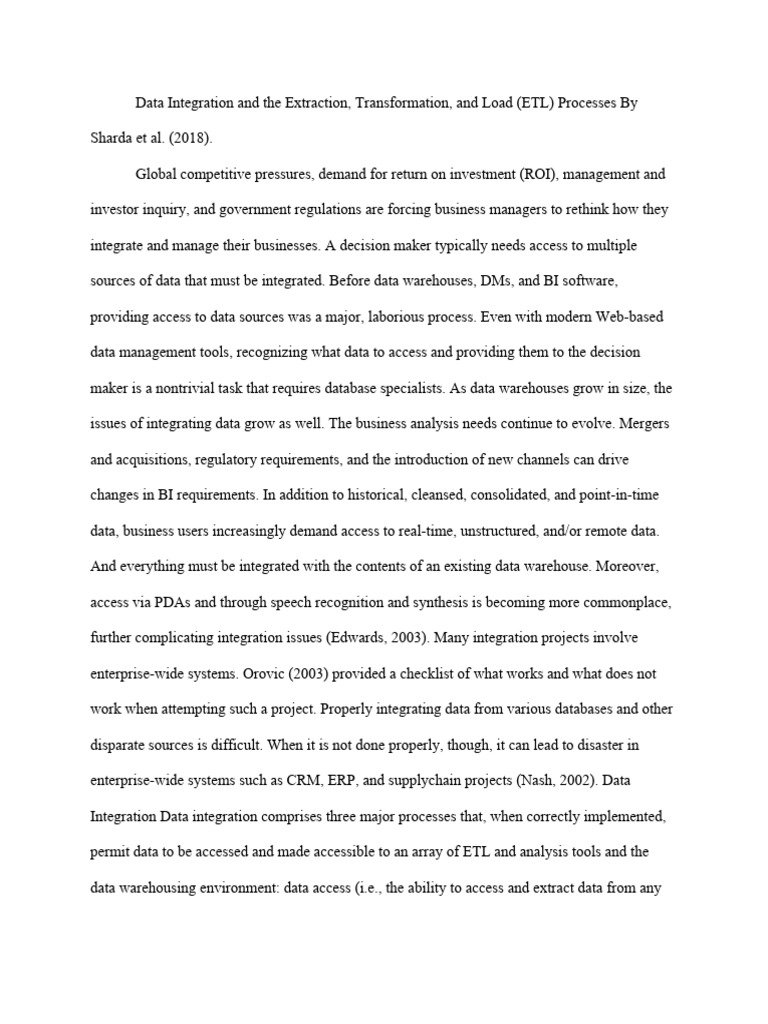 Data Integration and The Extraction, Transformation and Loading ...