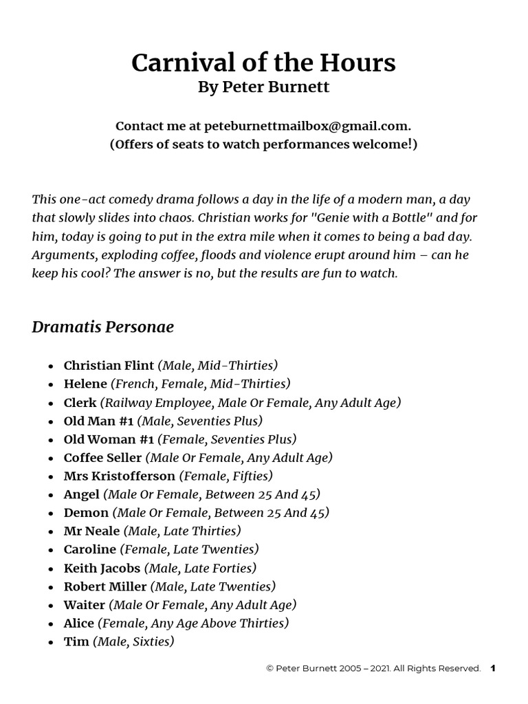 One-Act Comedy Drama: Carnival of Chaos | PDF | Mystery, Thriller ...