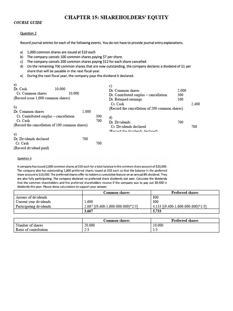 Chapter 15 - Review | PDF | Dividend | Preferred Stock