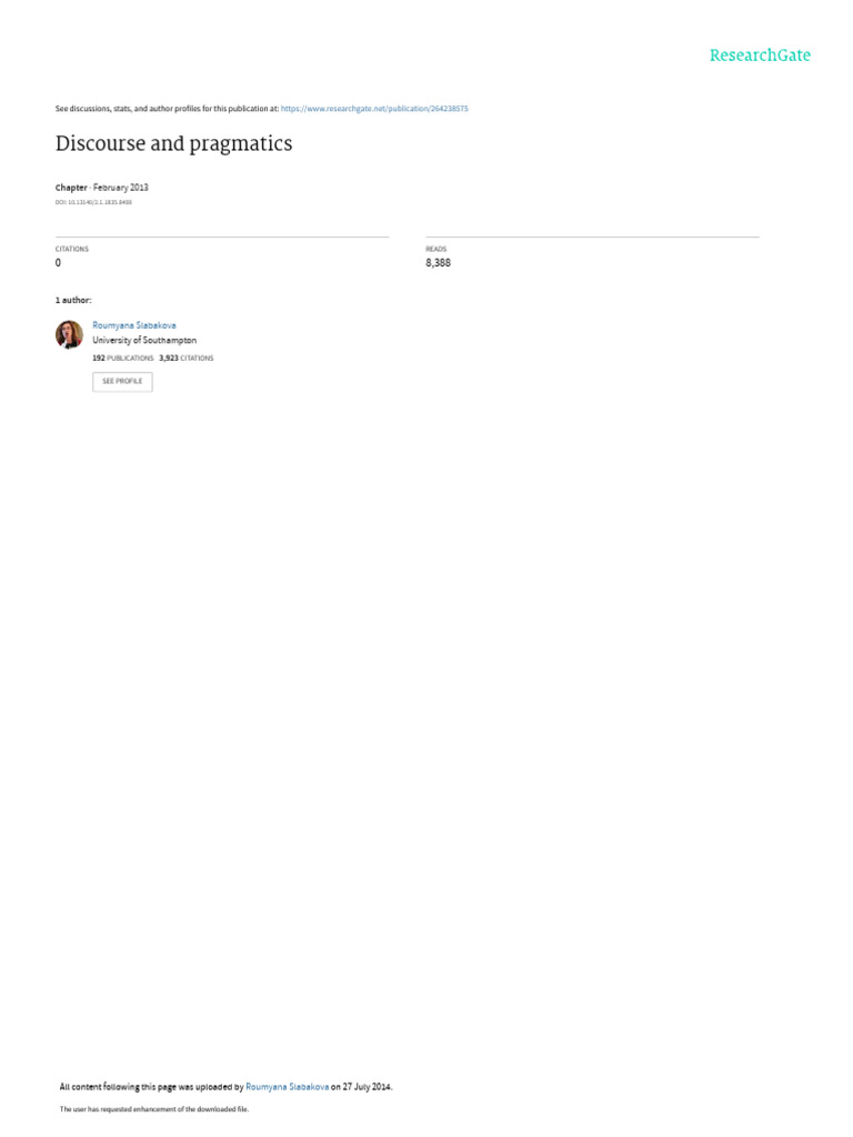 Discourse and Pragmatic 2 | PDF | Second Language Acquisition | Second Language