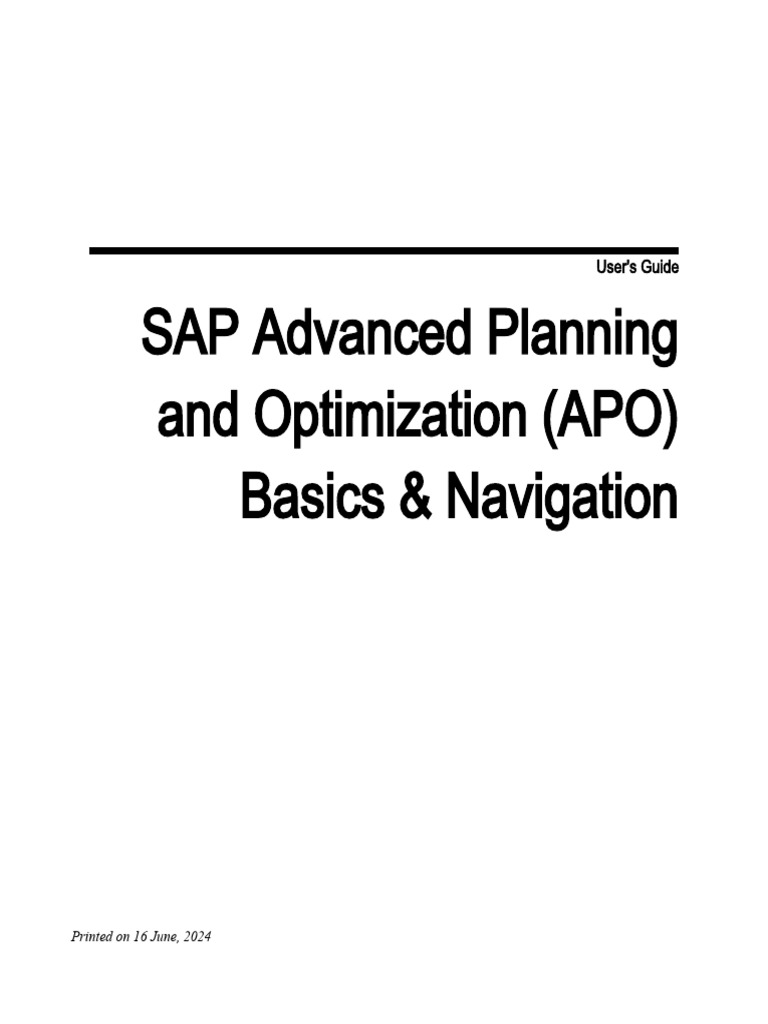 01-Basics - SAP APO - Navigation BASICS | PDF | Databases | Graphical User Interfaces