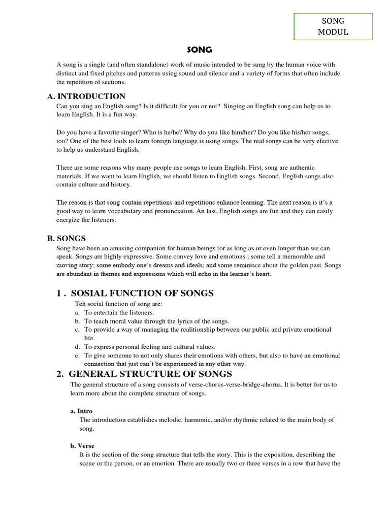 5. SONG modul | Download Free PDF | Song Structure | Refrain