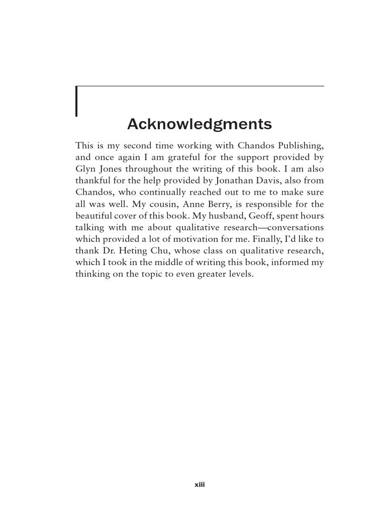 Acknowledgments for Qualitative Research Book | PDF