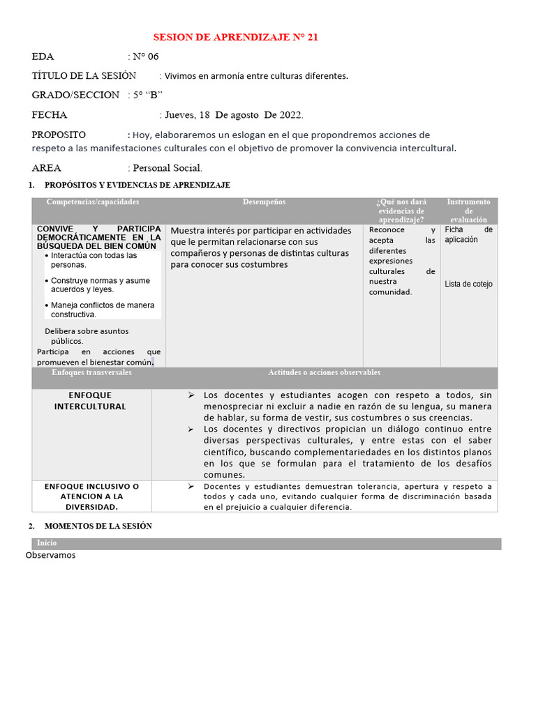Sesion #21 Personal Social El Eslogan | PDF | Enseñando | Aprendizaje