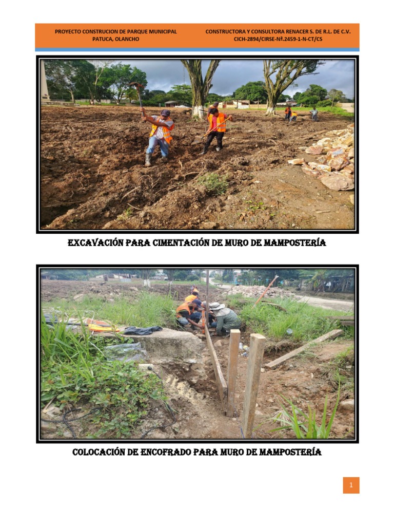 Informe Fotografico - Proyecto Parque Municipal de Patuca, Olancho ...