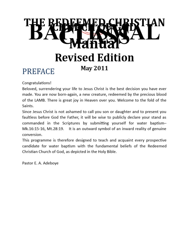 Baptism Manual | PDF | Baptism | Born Again Baptism Manual | PDF | Baptism | Born Again