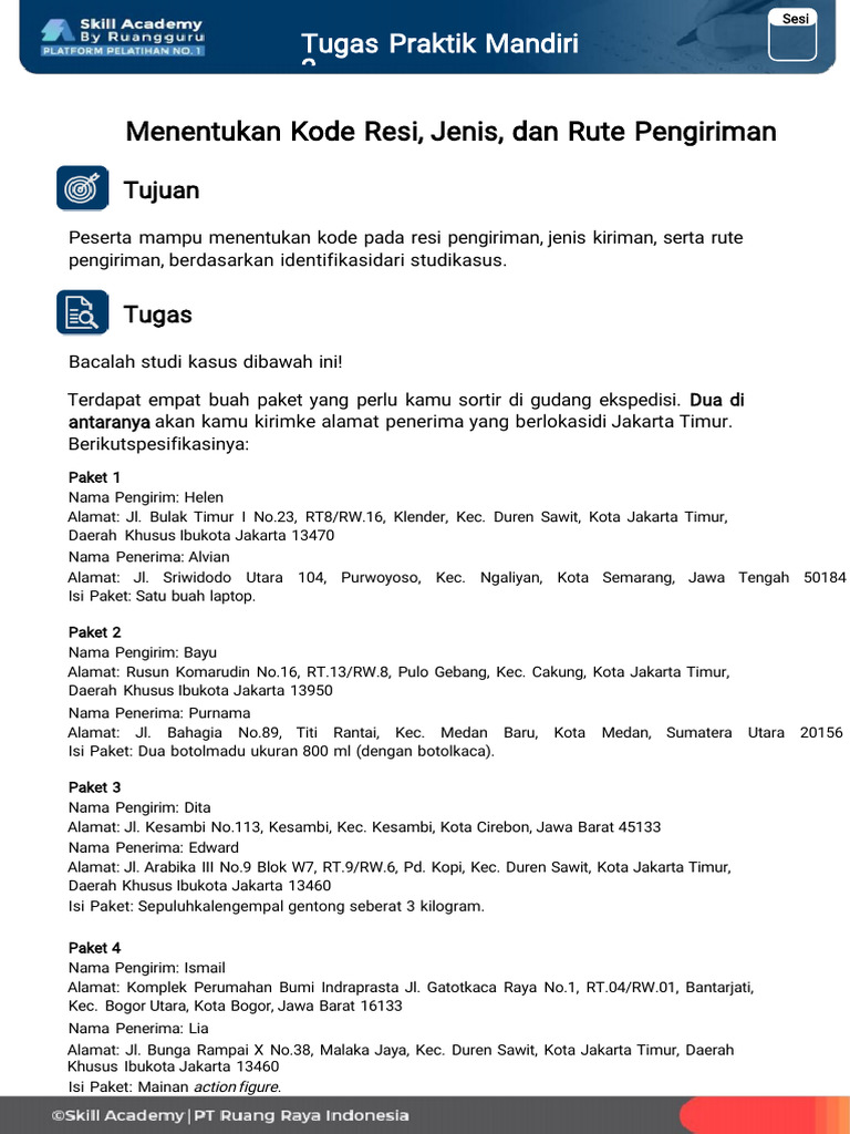 TPM 1 Menentukan Kode Resi Jenis Dan Rute (Nurasiah) | PDF