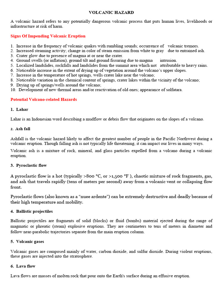 Volcanic Hazard Fire Hazard | PDF | Volcano | Volcanic Ash
