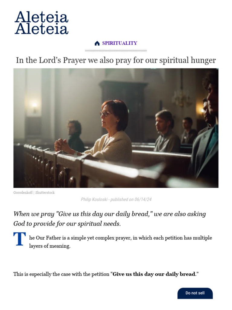 In The Lord's Prayer We Also Pray For Our Spiritual Hunger | PDF ...