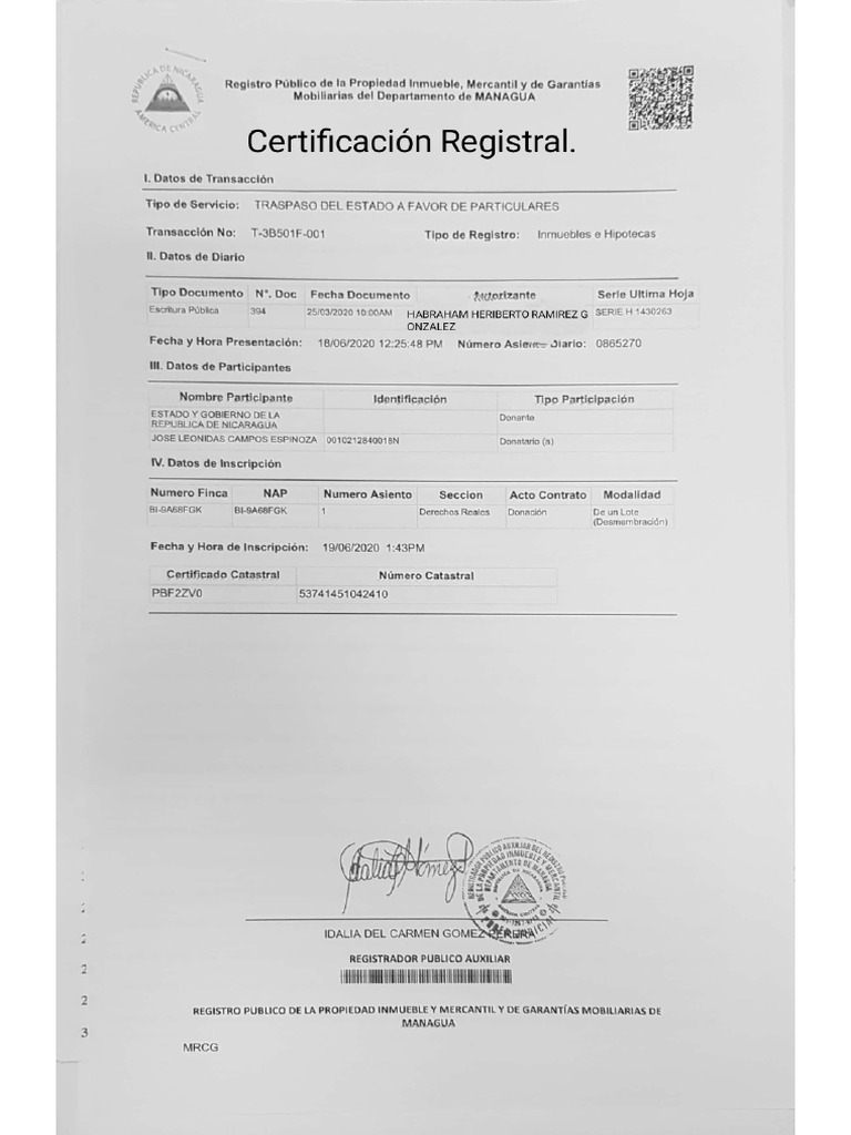 Certificacion Registral | PDF