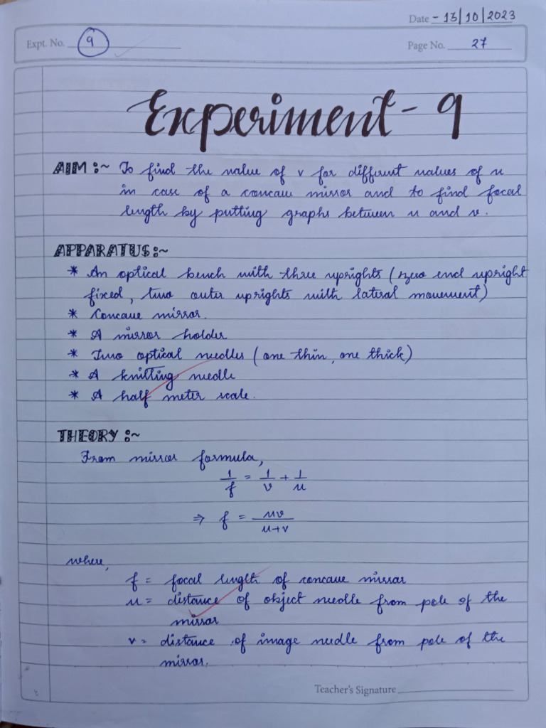 Optical Experiment Procedures And Observations Pdf