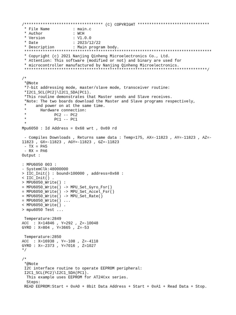 Code MPU6050 | PDF | Software Engineering | Computer Programming Code MPU6050 | PDF | Software Engineering | Computer Programming