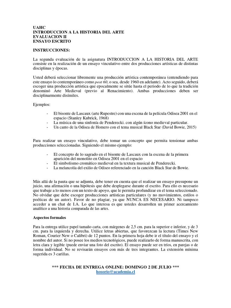 Evaluacion ENSAYO IHA 2023 PET | PDF | Ensayos | Las artes