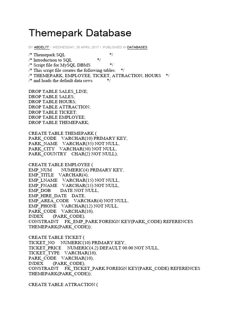 ThemePark Database | PDF | Database Index | Databases