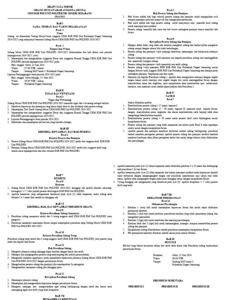 Tata Tertib Musta 2024 | PDF