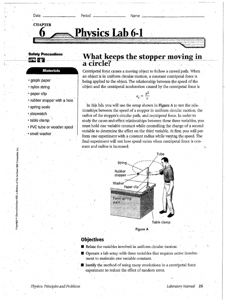 What Keeps The Stopper Moving in A Circle Lab | PDF
