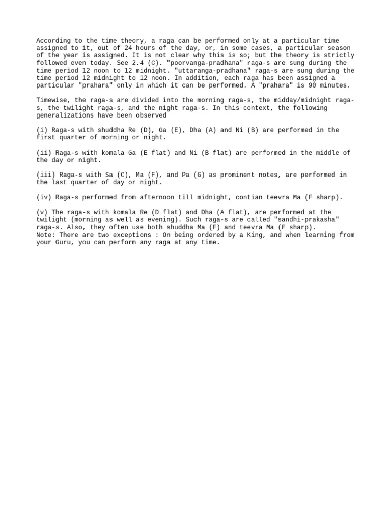 Raga Performance Timing Explained | PDF