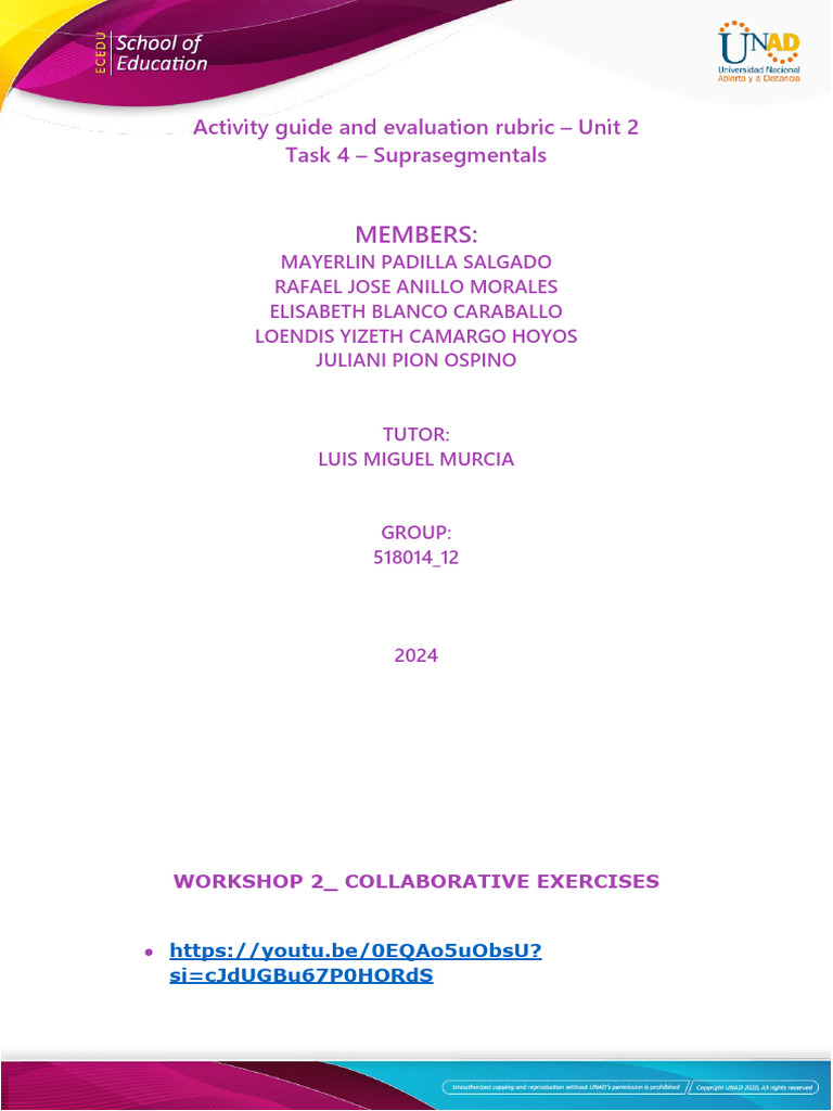 Anexo 2 - Workshop 2 - Collaborative exercises (1) | PDF | Stress (Linguistics) | English Language