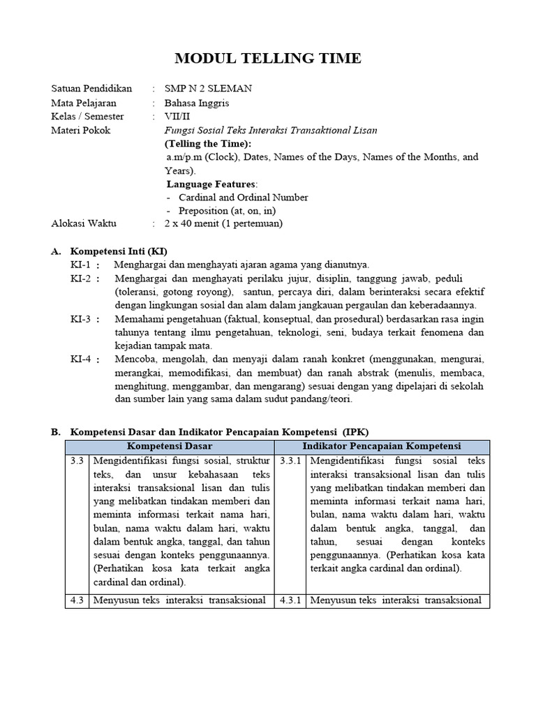 modul telling time ovi | PDF