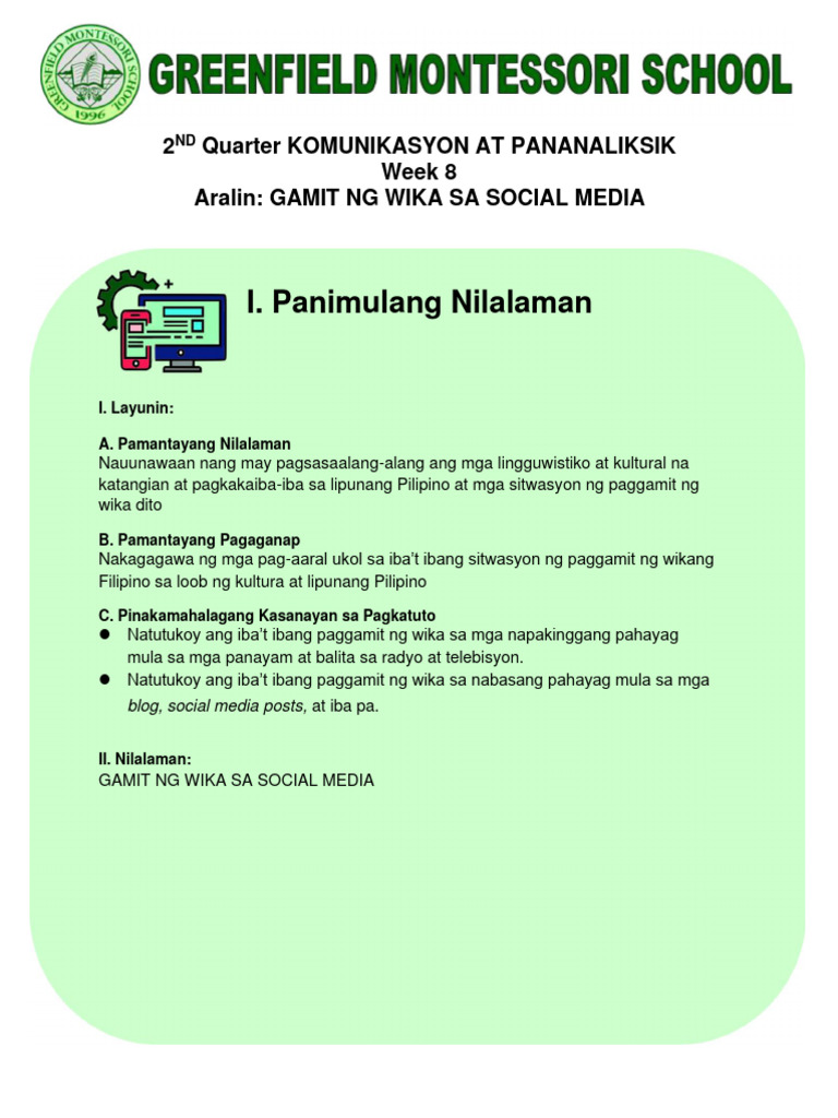 Week 8 Komunikasyon | PDF