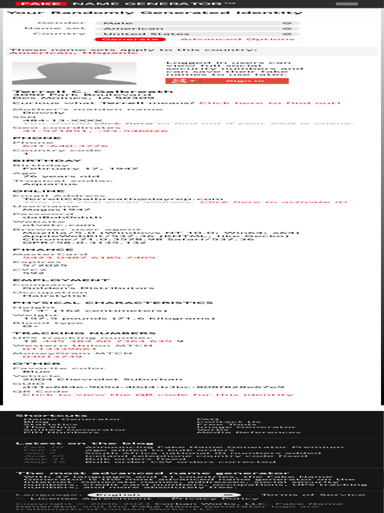 Generate A Random Name - Male, American, United States - Fake Name ...