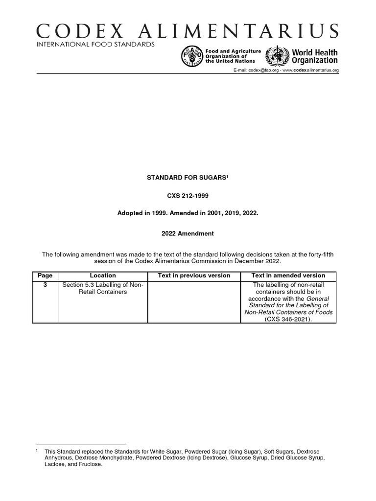 CXS 212e | PDF | Glucose | Sugar