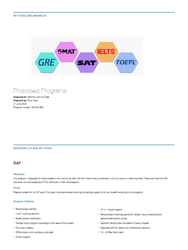 SAT Program Details | PDF | Sat | Graduate Record Examinations