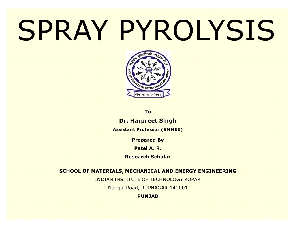 Spray Pyrolysis | PDF | Thin Film | Pyrolysis