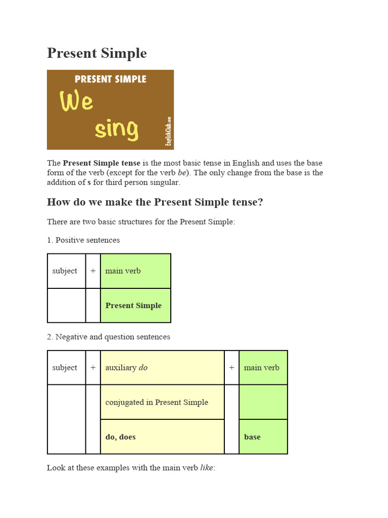 Present Simple | Download Free PDF | Verb | Grammatical Tense
