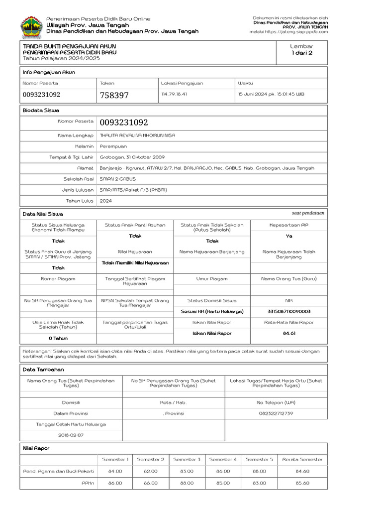 Tanda Bukti Pengajuan Akun_ 0093231092 _ Thalita Revalina Khoirun Nisa (1) | PDF