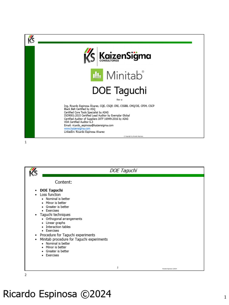 DOE Taguchi by Minitab | PDF | Engineering Tolerance | Design Of ...