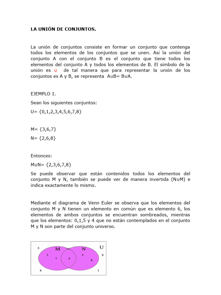 La Unión de Conjuntos | PDF | Matemáticas | Conceptos matemáticos
