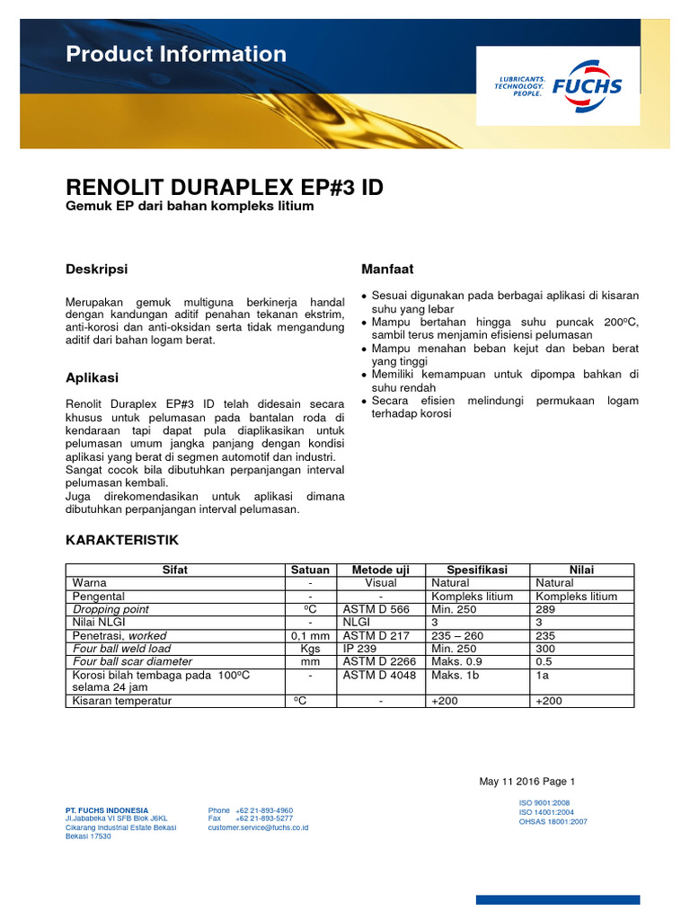 Renolit Duraplex EP#3 ID Bahasa | PDF