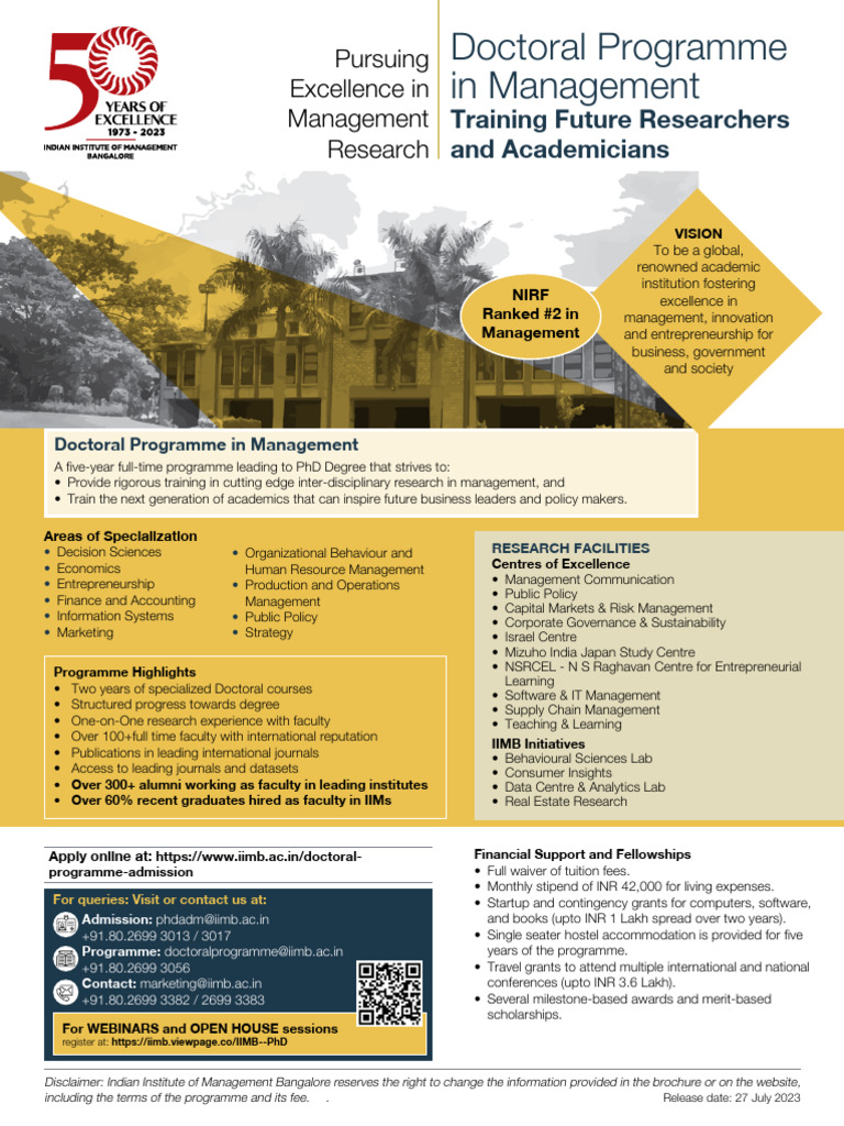 PhD-Programme-Brochure-2023 | Download Free PDF | Entrepreneurship | Economics