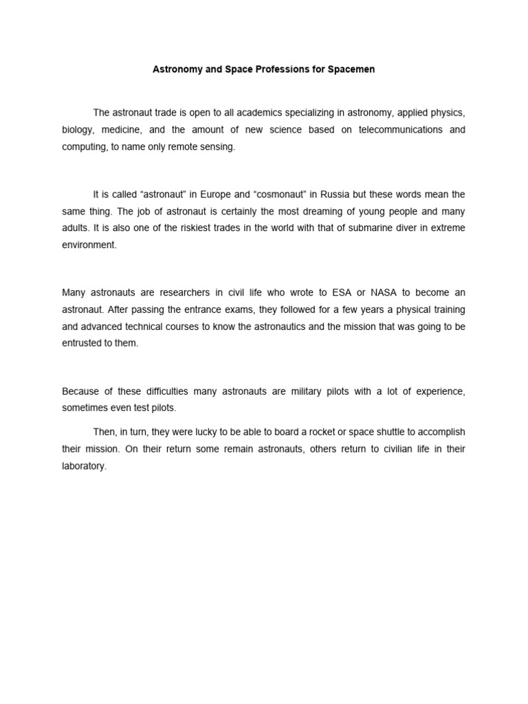 Astronomy and Space Professions For Spacemen | PDF | Science & Mathematics