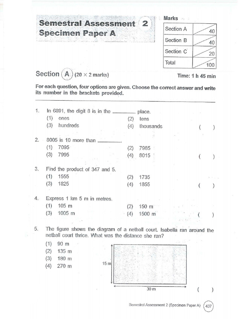 Semestral Assessment 2 Specimen Paper A | PDF