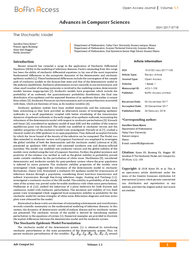 The Stochastic Model Pdf Stochastic Differential Equation Mathematics