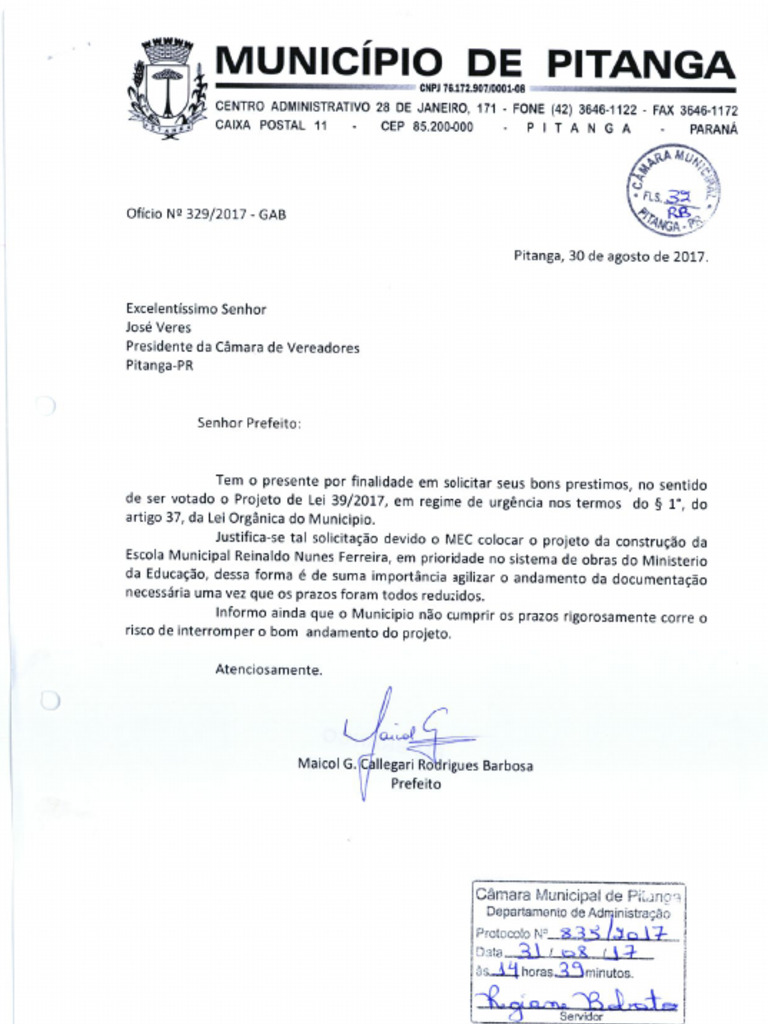 06 - Oficio Urgencia | PDF