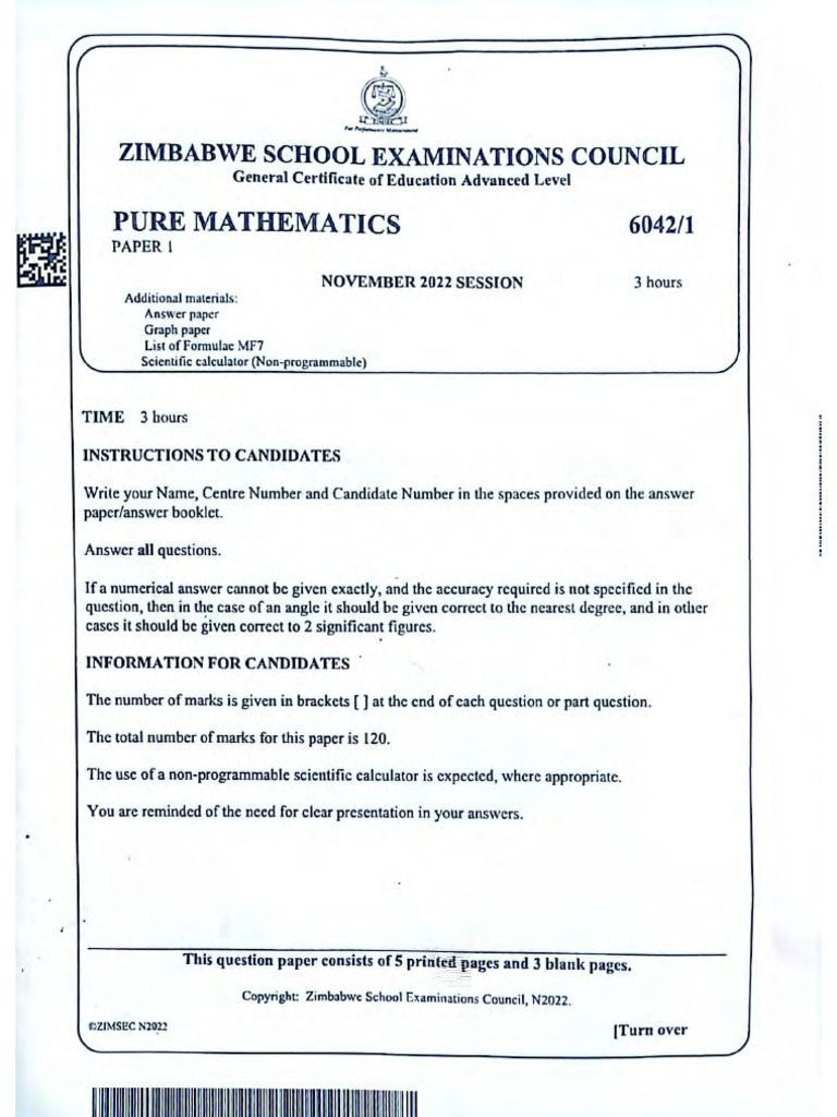 A-Levels Pure Mathematics 2022 | PDF