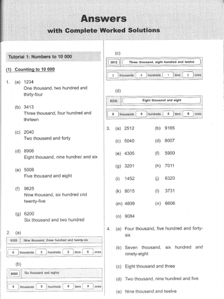 Casco Mathematics Tutor Primary 3A (Answers) | PDF
