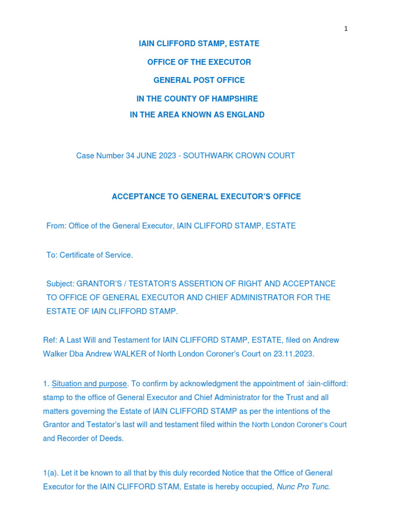 13.05.2024 Office of Executor Notice | PDF | Fiduciary | Probate