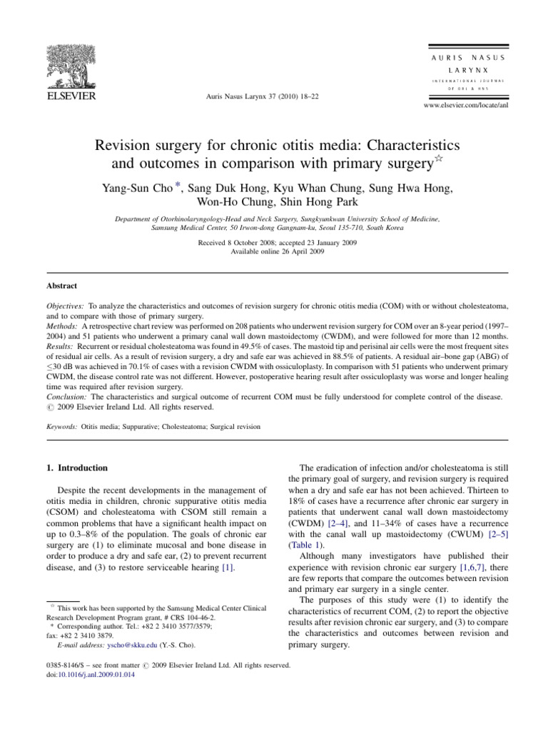 Revision Ear Surgery Ref 5 | PDF | Diseases And Disorders | Clinical ...