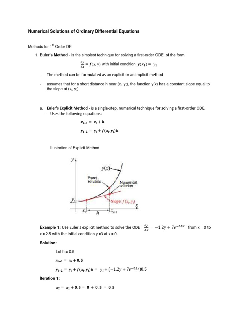 Numericals For ODE | PDF | Ordinary Differential Equation | Equations