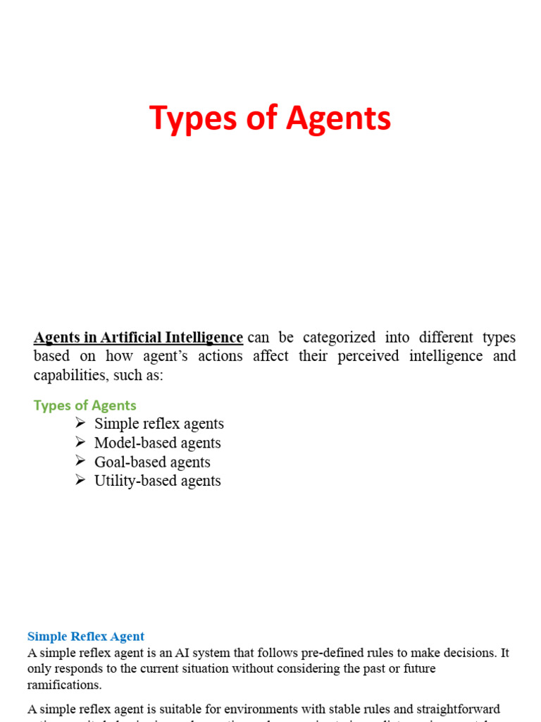 Types of Agents | PDF | Artificial Intelligence | Intelligence (AI ...