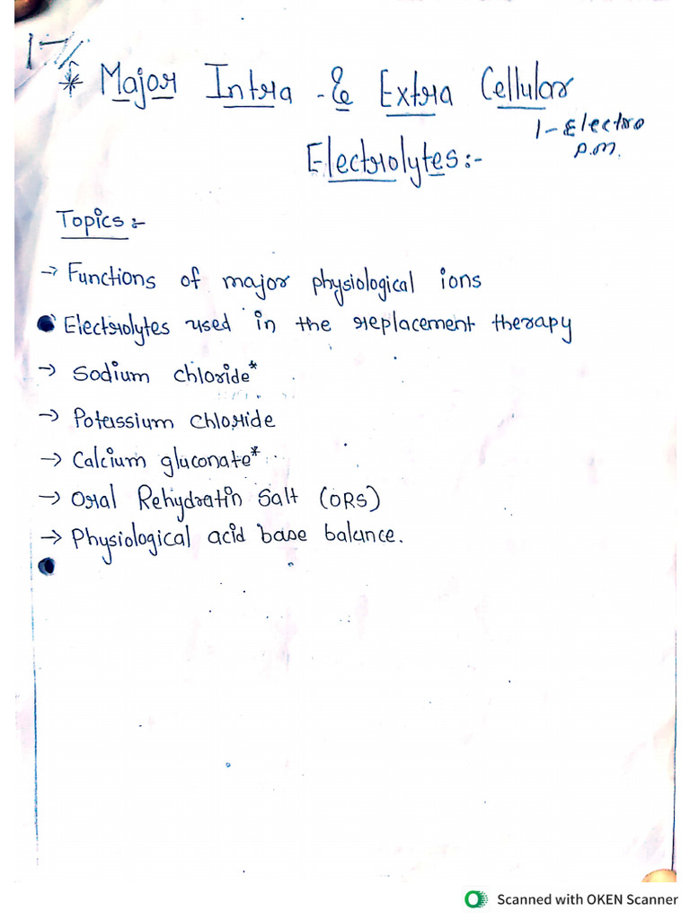 Electrolyte Notes | PDF