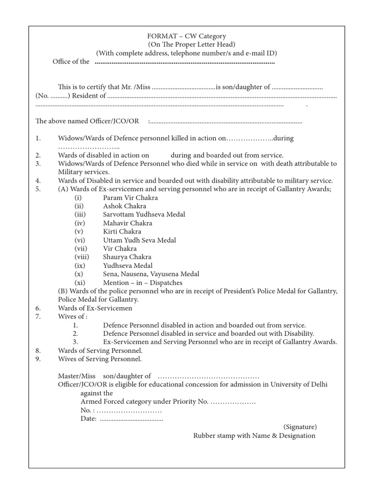 CW Category Format | PDF | Courage | Awards
