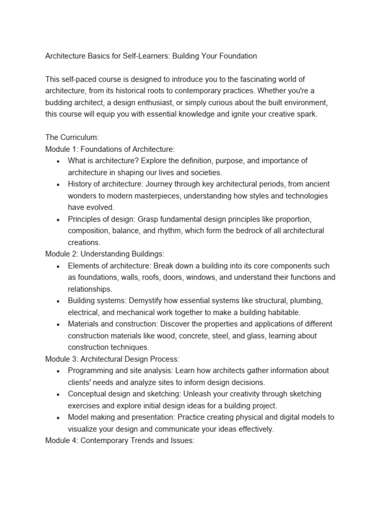 Architecture Basics for Self | PDF | Design | Architect