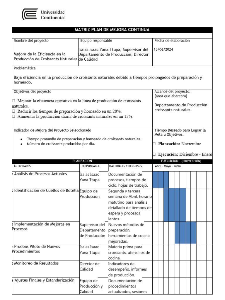 Matriz. Plan de Mejora Continua - actualizado 2024 | PDF | Planificación